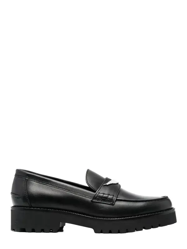 Zadig&Voltaire Calf Leather Loafers With Wings Plaque - Black