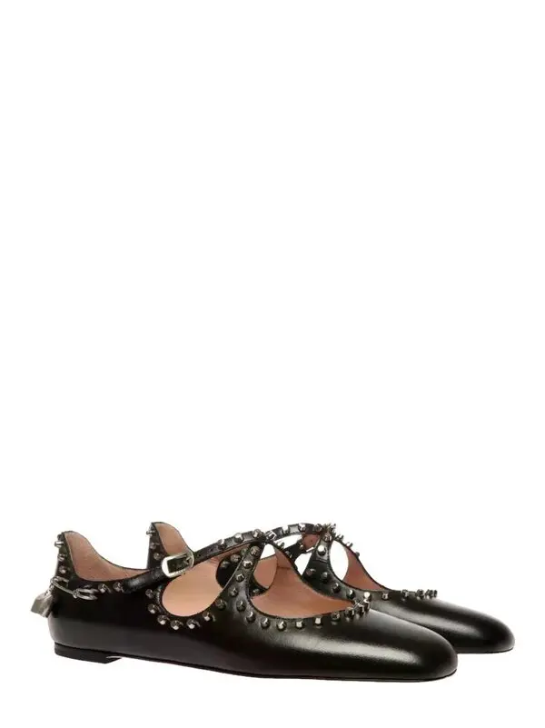 Bally Rina Ballerina Flats With Stud Embellishments And Charm Detail - Black