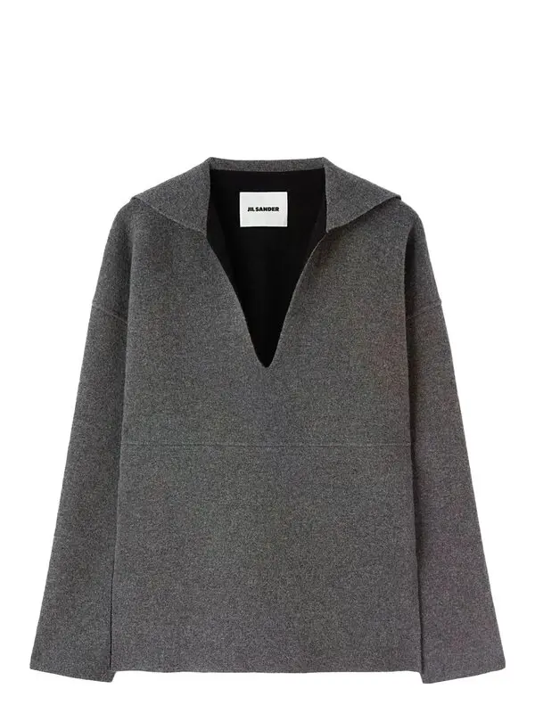 JIL SANDER Sailor Collar Knitted Top - Grey