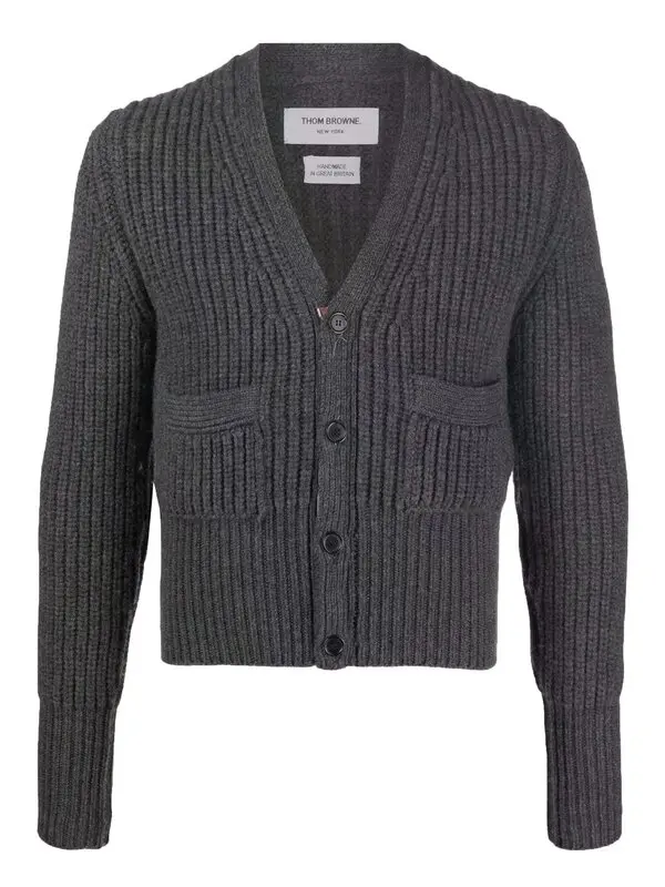 Thom Browne Patch-pocket Cashmere Cardigan - Grey