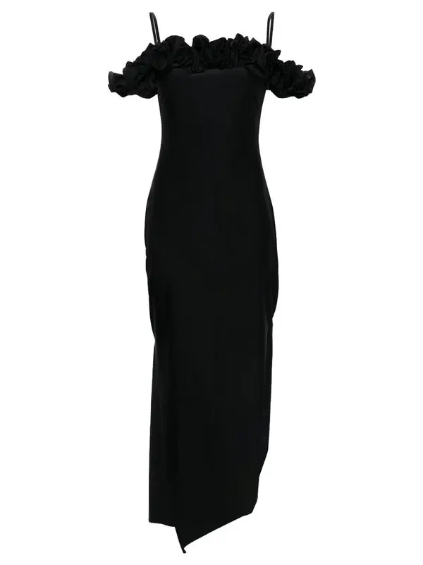 Coperni Ruffled Trim Maxi Dress - Black