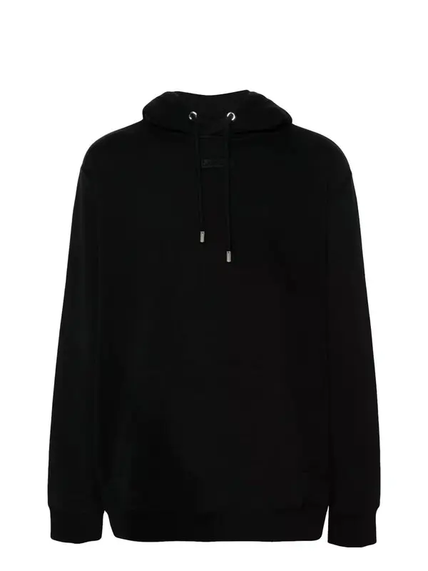 LANVIN Logo-embroidered Cotton Hoodie - Black