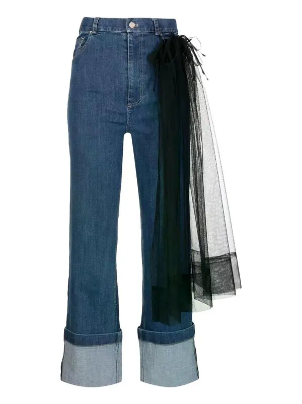 ACT Nº1 Cropped Jeans With Tulle Detailing - Blue