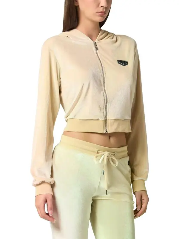 Philipp Plein Embellished Skull Zip-up Hoodie - Neutrals