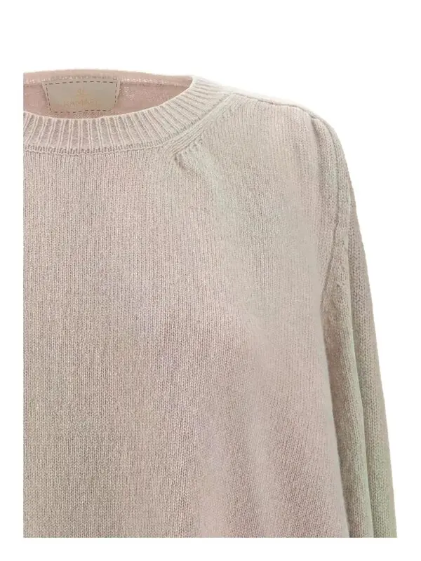 RAMAEL Crew Neck Long Sleeve Sweater With Cut-out Detail - Grey