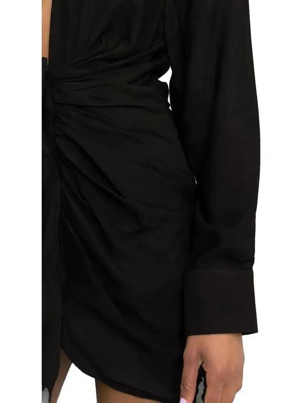 Jacquemus Draped Knotted Shirt Dress - Black