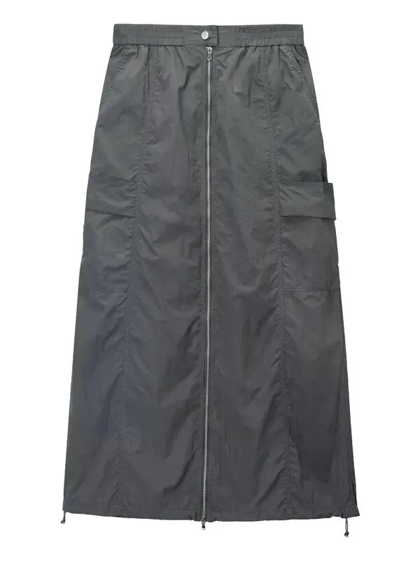 TOUT A COUP High-waisted Cargo Skirt With Drawstring Hem - Grey