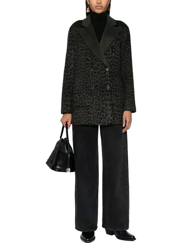 P.a.r.o.s.h Cheetah-print Double-breasted Blazer - Green