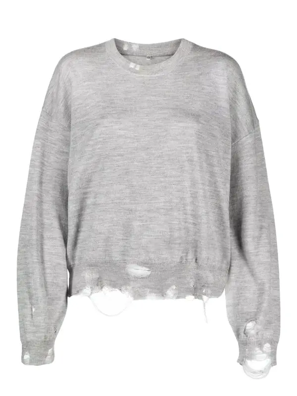 R13 Distressed Merino-wool Jumper - Grey