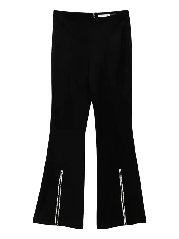 Alice + Olivia Flared Trousers With Crystal Embellishments - Black