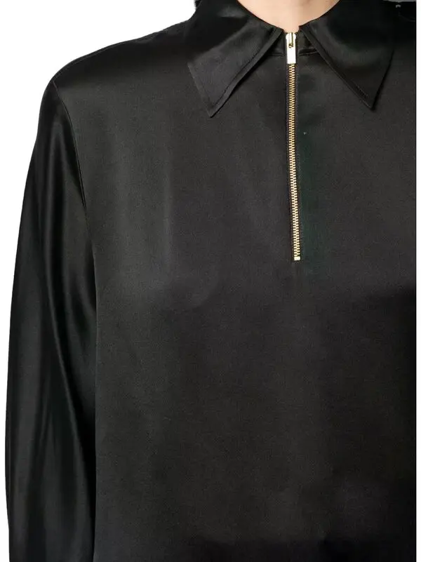 Vince Silk Long-sleeve Blouse - Black