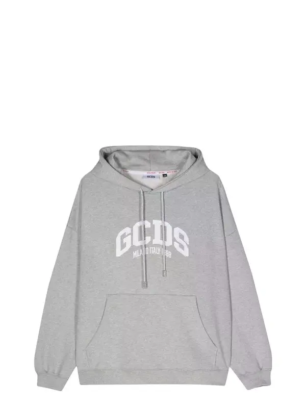 Gcds Logo-embroidered Hoodie - Grey