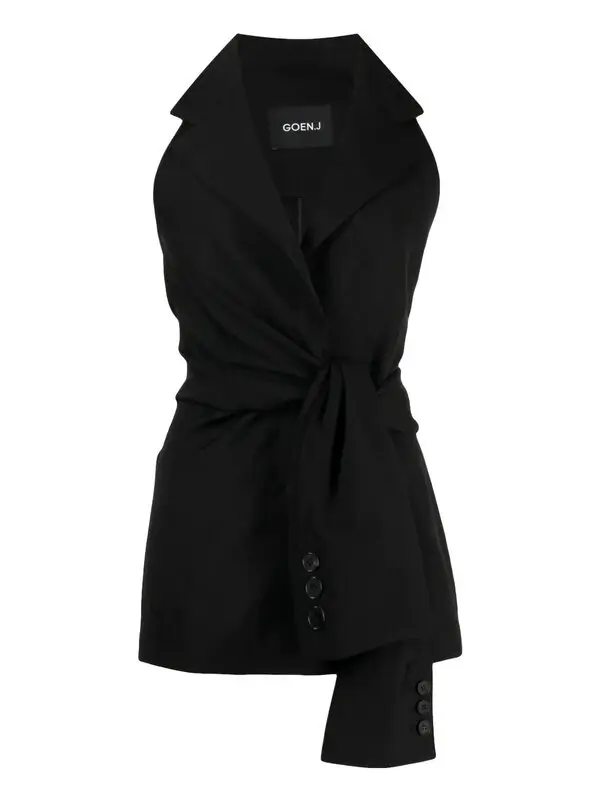 Goen.j Sleeveless Knot-detail Blazer - Black