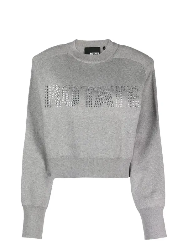 ROTATE BY BIRGER CHRISTENSEN Embellished Cotton Sweatshirt - Grey