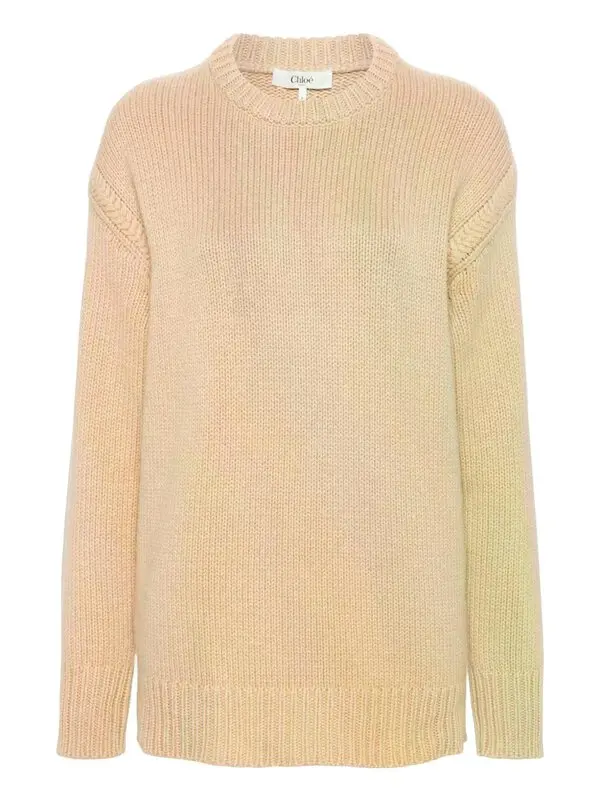 Chloé Crew Neck Cotton-cashmere Blend Sweater - Brown