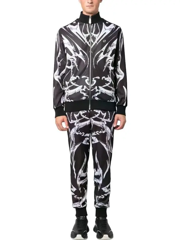 Philipp Plein Chrome Abstract-pattern Track Pants - Black