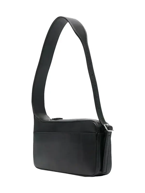 COURREGES Leather Racer Shoulder Bag - Black