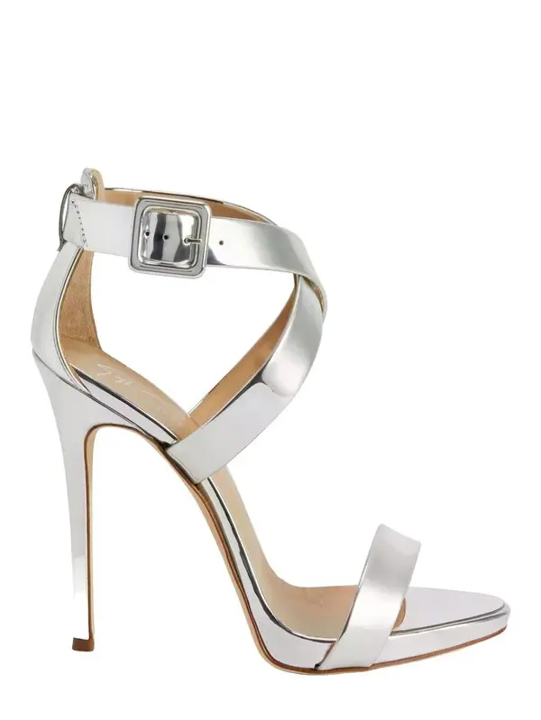 GIUSEPPE ZANOTTI 120mm Bellis Leather Sandals - Silver