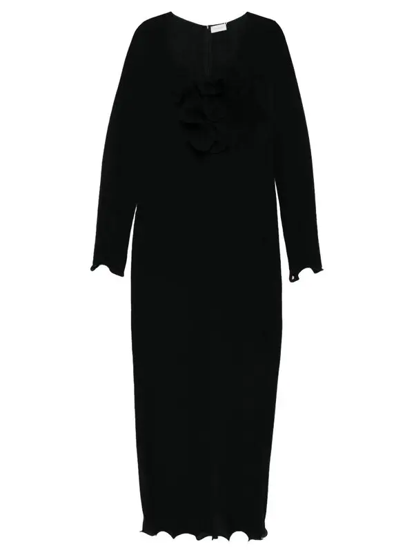 Magda Butrym Floral-appliqué Maxi Dress - Black