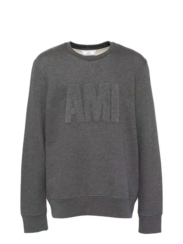 AMI Paris Logo Patch Sweatshirt - Grey