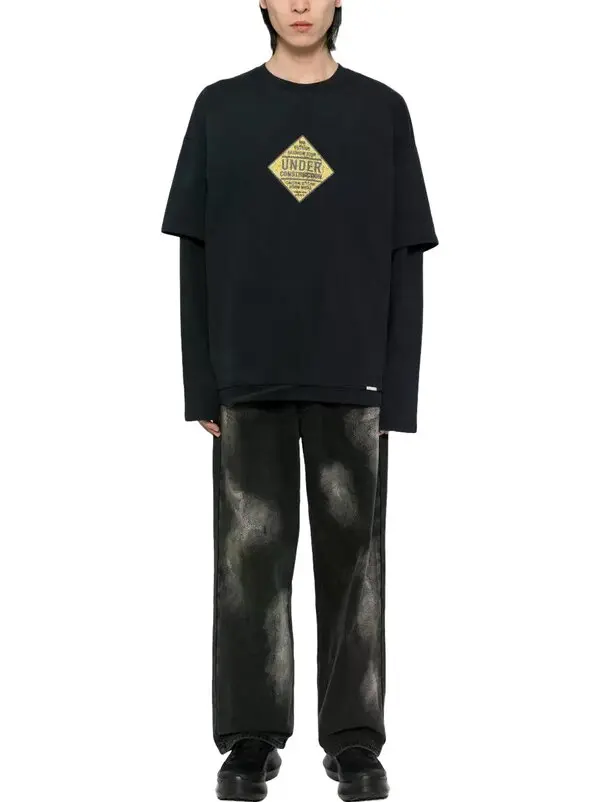 GROUND ZERO Graphic Print Layered T-shirt - Black