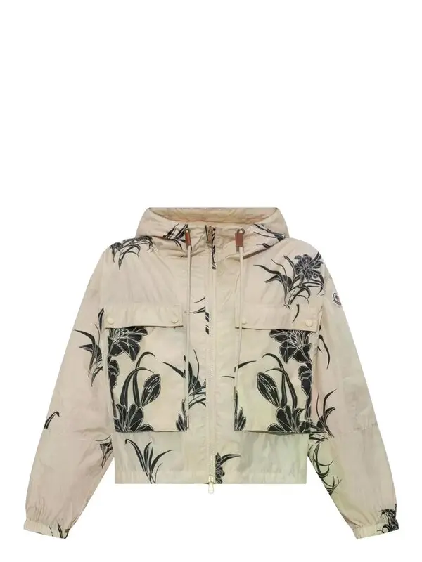 Moncler Floral Print Hooded Jacket - Neutrals