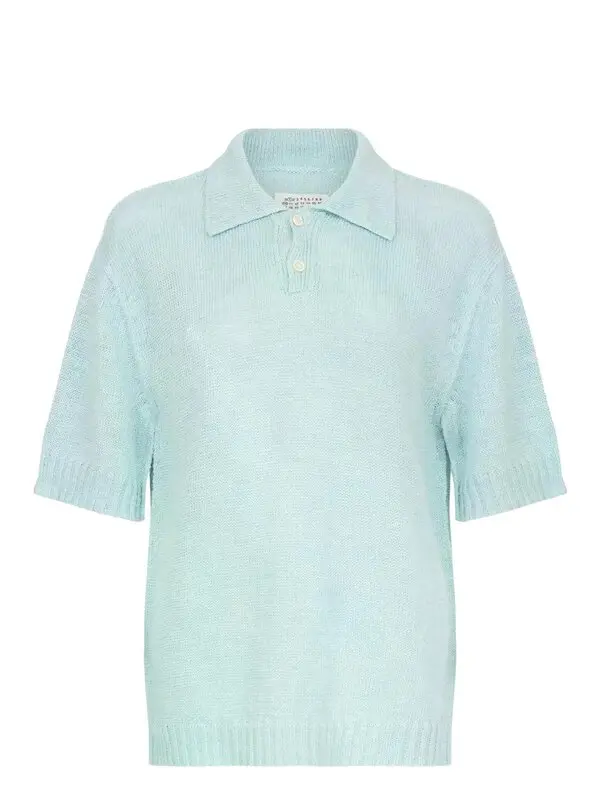 MAISON MARGIELA Short-sleeve Hemp Polo Top - Blue