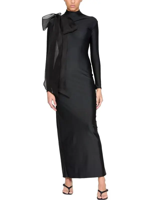 ATU BODY COUTURE Jersey And Satin Maxi Dress With Drape Detail - Black