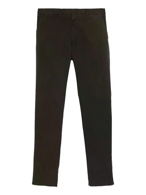 Zegna Dark Cotton Blend Tailored Trousers - Brown