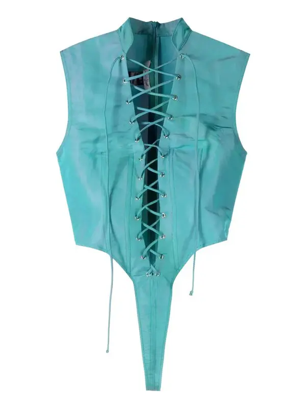 LAQUAN SMITH Sleeveless Lace-up Bodysuit - Blue