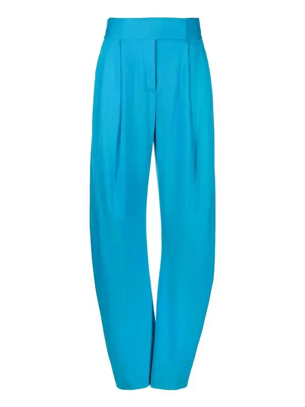 Attico Virgin Wool Blend Wide Leg Trousers - Blue