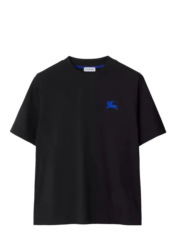 Burberry Cotton Crewneck T-shirt With Equestrian Knight Motif - Black