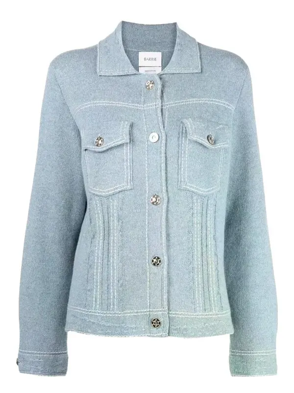 BARRIE Denim-effect Cotton-cashmere Blend Jacket - Blue