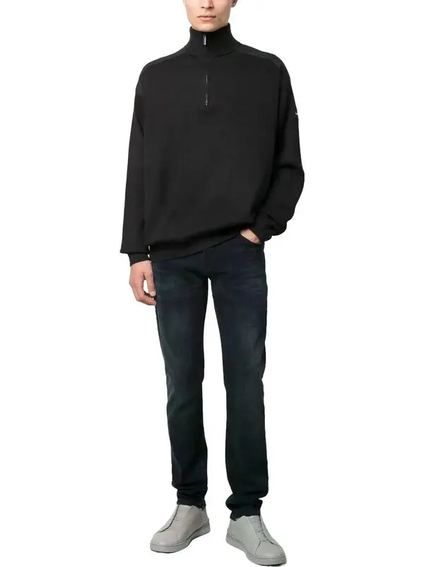 Calvin Klein Cotton-blend Quarter-zip Jumper - Black