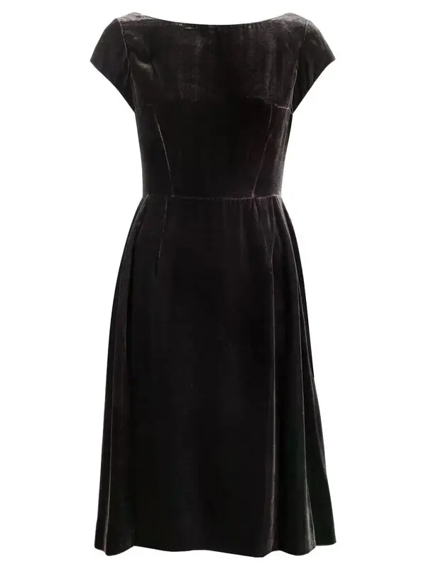 Aspesi Cap-sleeve Velvet-effect Midi Dress - Grey