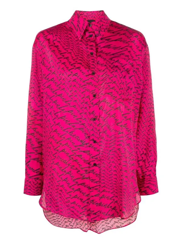 Pinko All-over Logo Print Long-sleeve Shirt - Pink