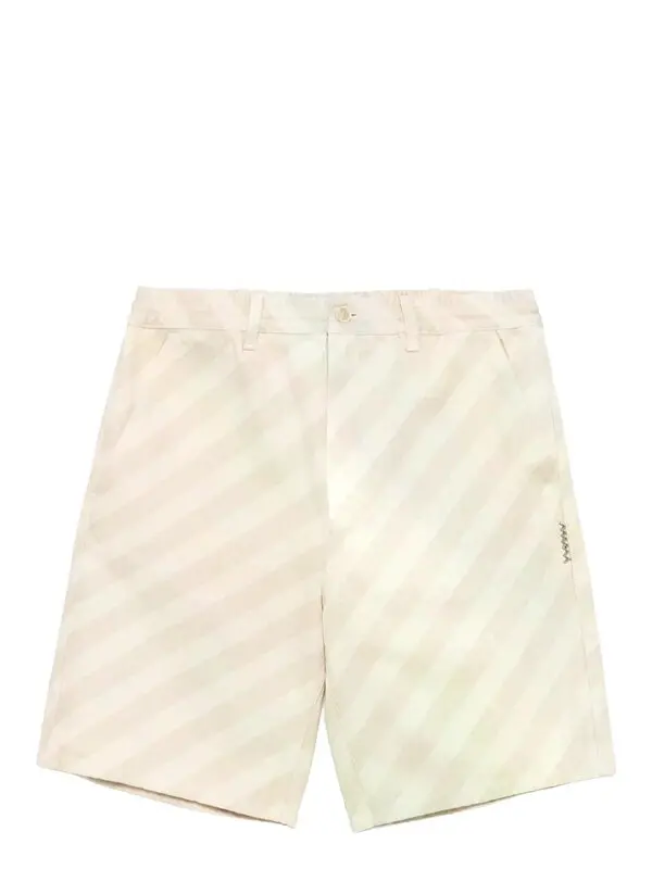 Marni Striped Diagonal Denim Shorts - Neutrals