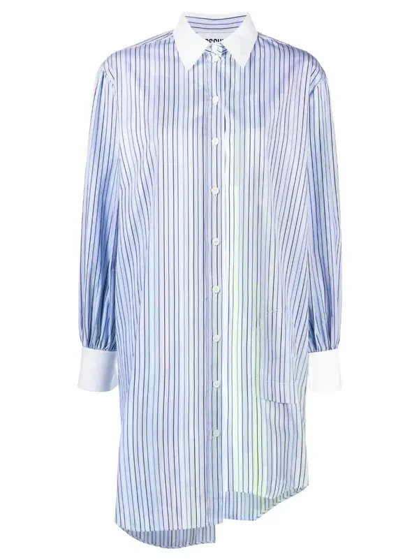 Moschino Striped Asymmetric Shirt Dress - Blue