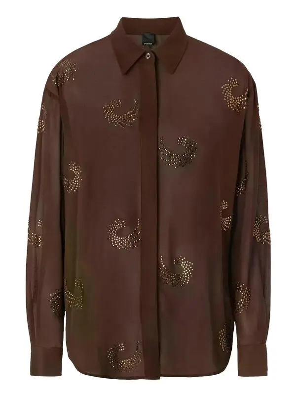 Pinko Embellished Long-sleeve Shirt - Brown