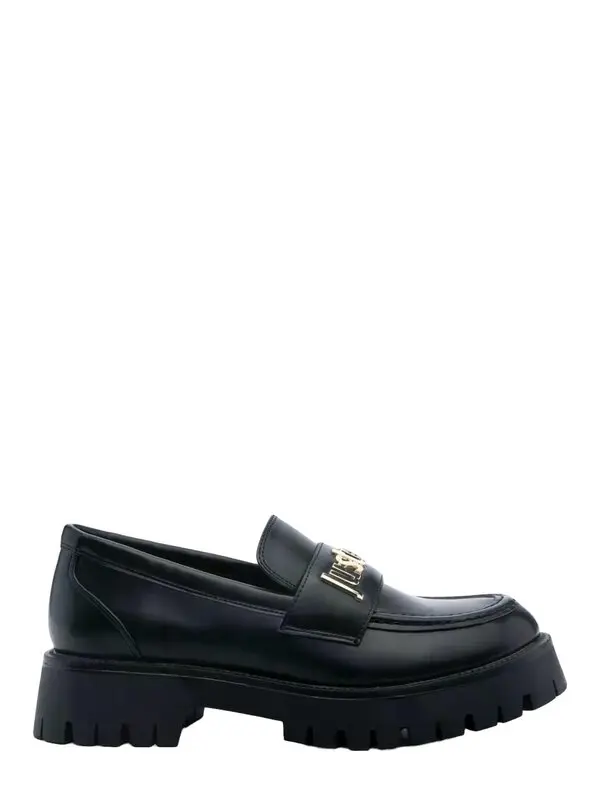 Just Cavalli Faux Leather Logo Plaque Loafers - Black