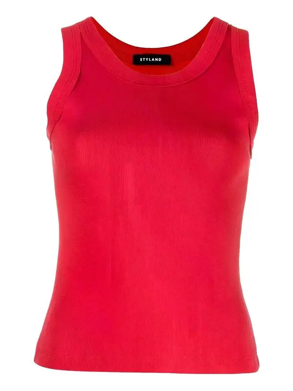 STYLAND Slim-cut Organic Cotton Tank Top - Red