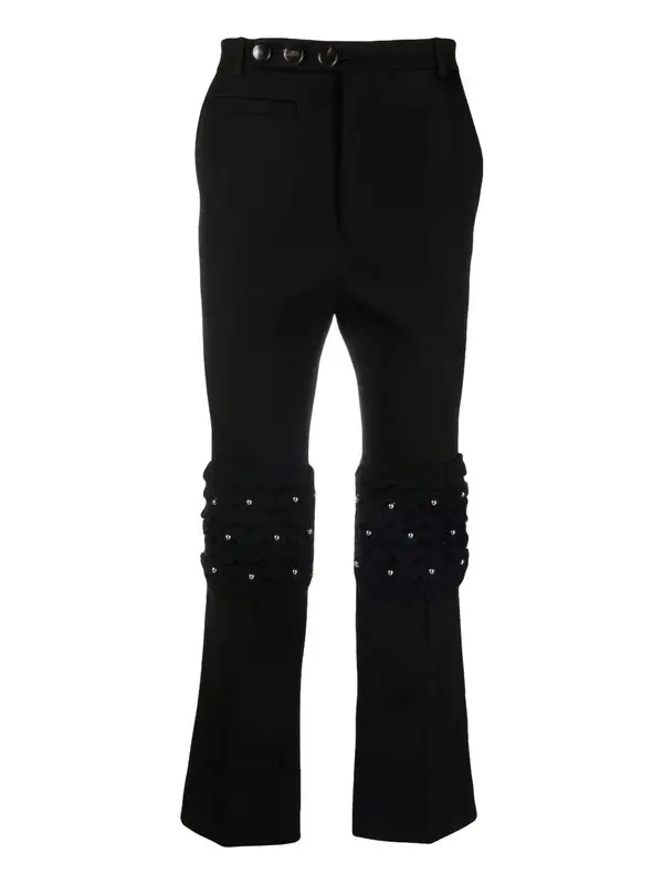 NAMACHEKO Cropped Crystal-embellished Flared Trousers - Black