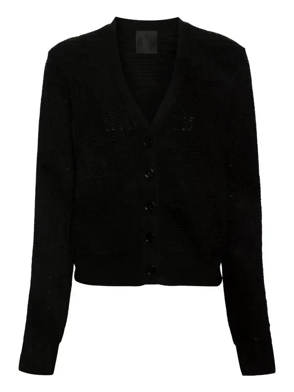 Givenchy 4g Jacquard V-neck Cardigan - Black