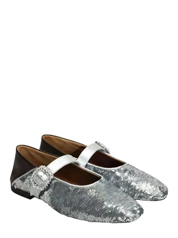 WALES BONNER Sequin-embellished Ballerina Shoes - Silver