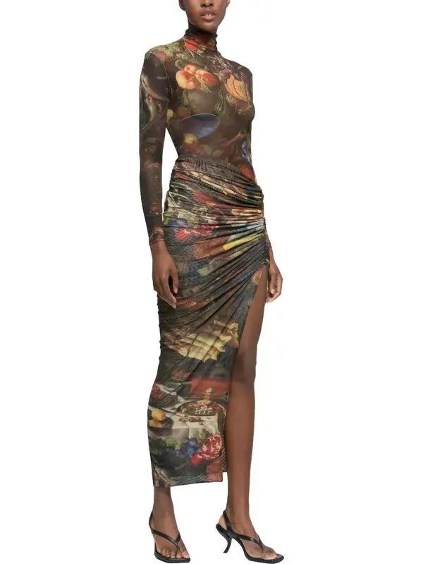 AZ FACTORY X Estar Manas Bon Appetit Side-slit Skirt - Multicolour
