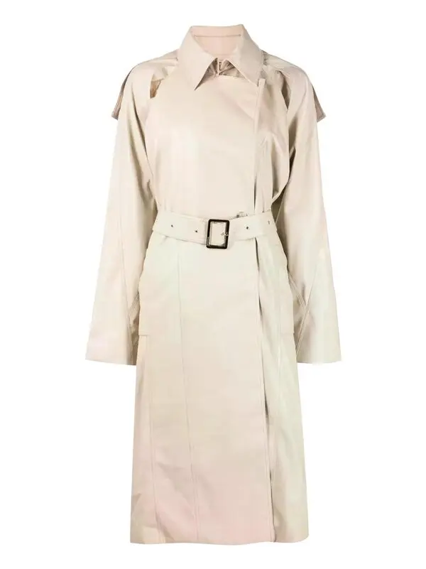BOYAROVSKAYA Logo Patch Belted Trench Coat - Neutrals