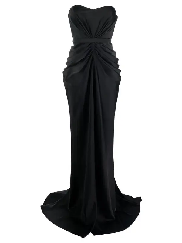 ANA RADU Ruched Strapless Gown - Black