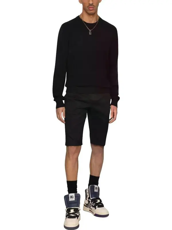 Dolce & Gabbana Logo-embroidered Knee-length Cotton Shorts - Blue