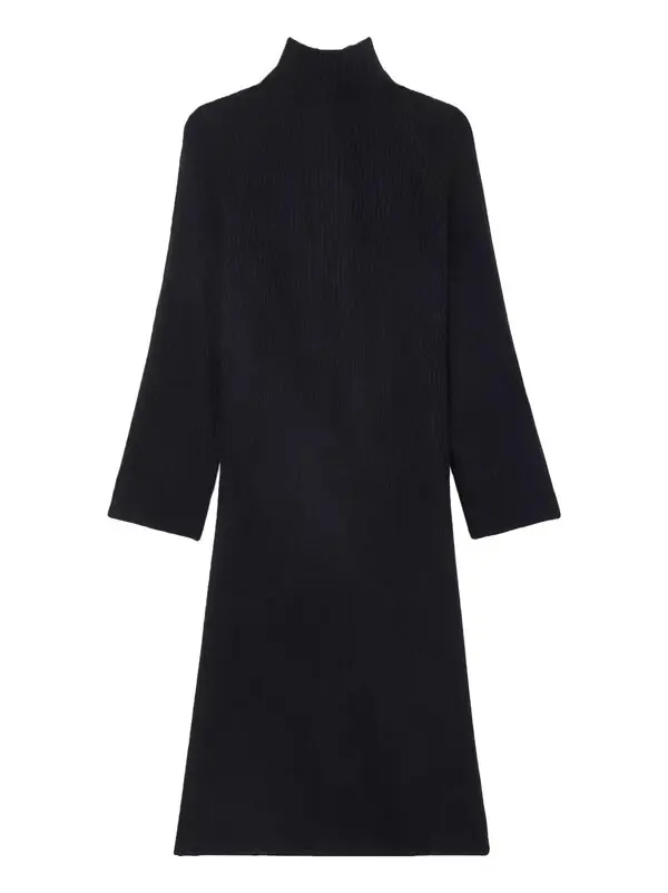 A.p.c. High-neck Ribbed Knit Midi Dress - Black