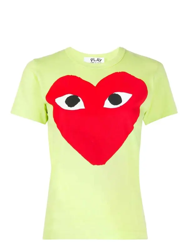 Play Comme Des Garcon Heart Print Cotton T-shirt - Green